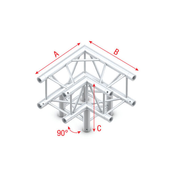 Milos Pro-30 Square G Truss - Corner 3-way QLU30 - 90° corner - silve